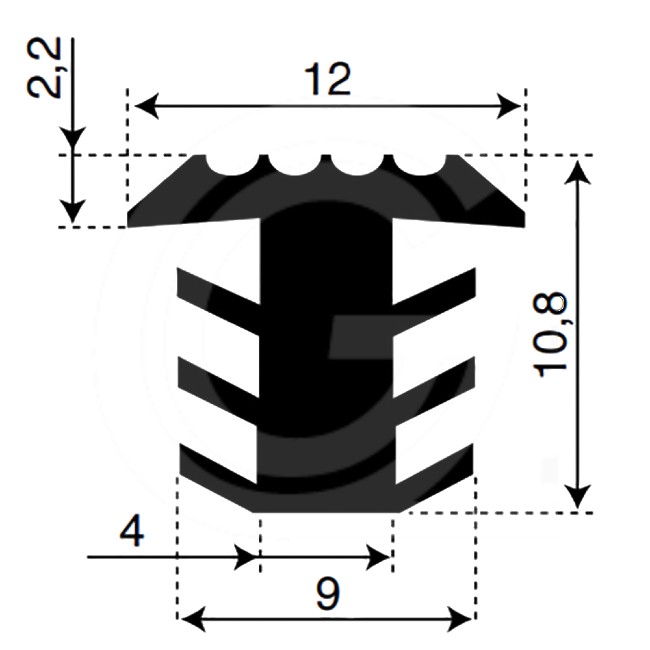 Antislip trapprofiel | Rubber Infreesprofiel | Breedte 12 mm | Hoogte ...