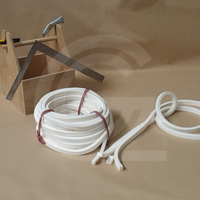 Siliconen mosrubber vierkantsnoer wit | 20 x 15 mm | rol 25 meter